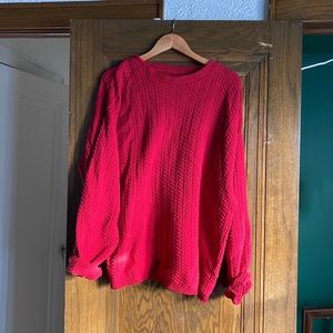 Vintage | Sweaters | Vintage Raspberry Red Oversized Sweater | Poshmark